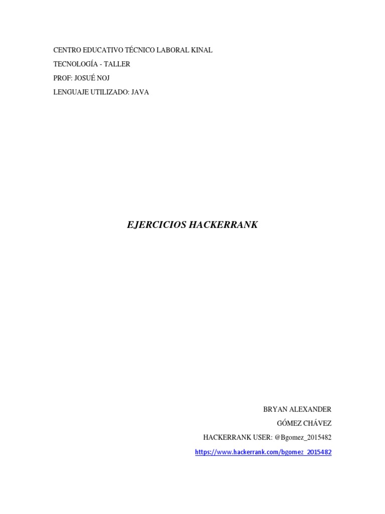 Ejercicios HackerRank 2015482 | PDF