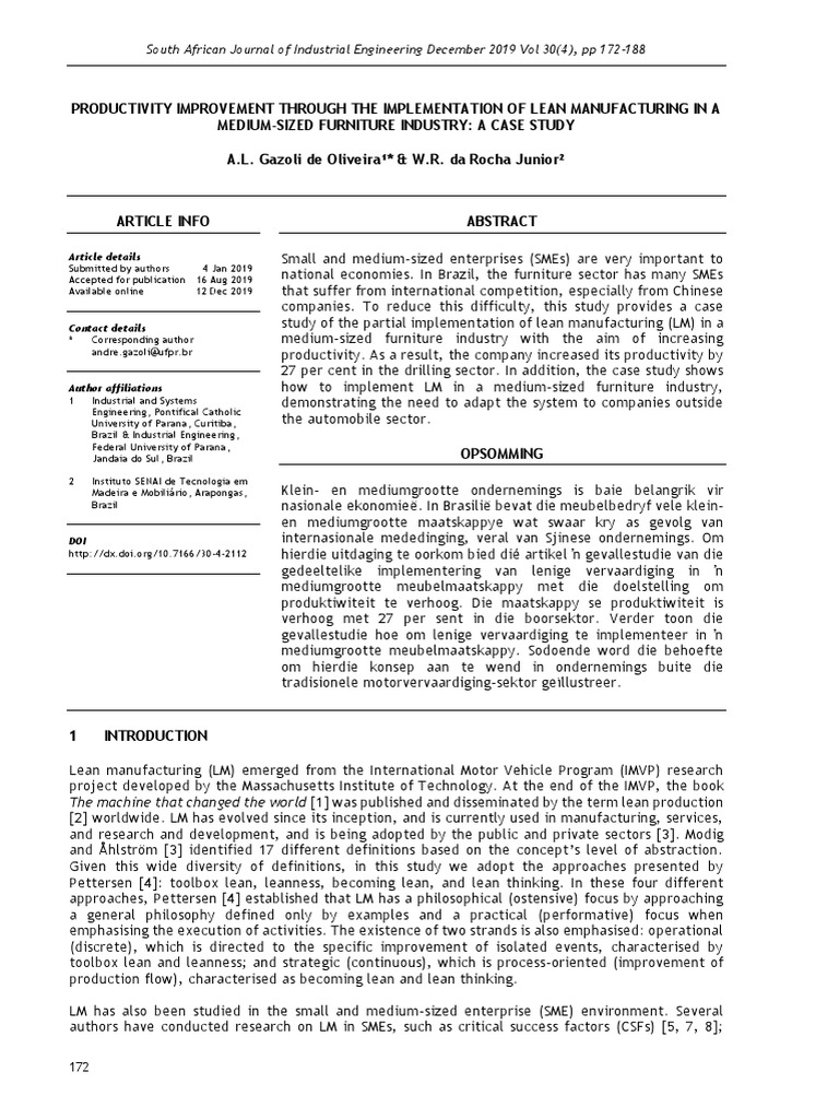 Productivity Improvement Through The Implementation of Lean ...