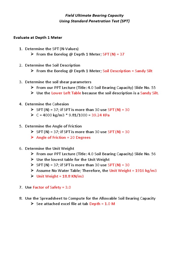 2.0 Field Ultimate Bearing Capacity | PDF | Soil | Mechanical Engineering
