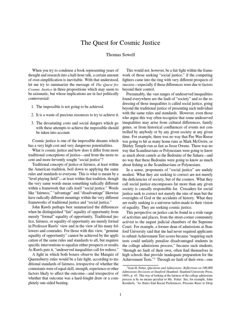 The Quest For Cosmic Justice | PDF | Social Justice | Equal Opportunity