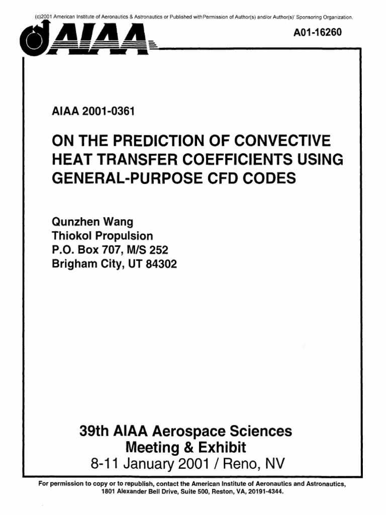 On The Prediction of Convective Heat Transfer Coefficients Using General-Purpose CFD Codes | PDF ...