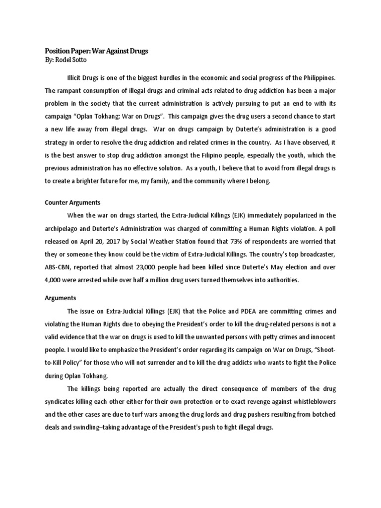 Position Paper | PDF | Rodrigo Duterte | Criminal Justice