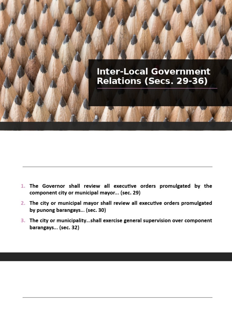 Inter-Local Government Relations Overview | PDF | Finance & Money ...