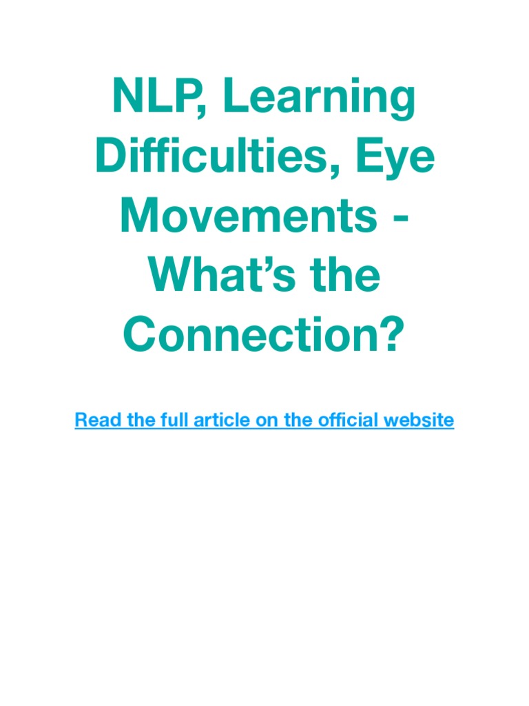 NLP Learning Difficulties Eye Movements PDF | PDF