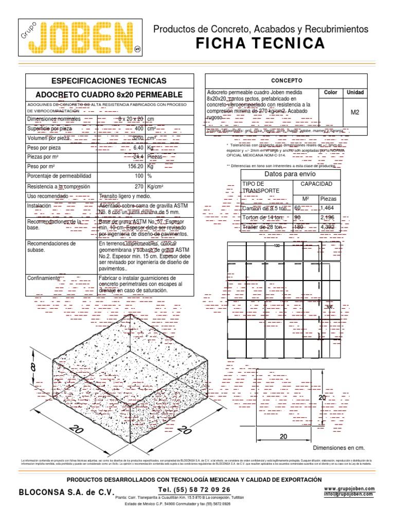 Adocreto Permeable 8X20X20 Gris | PDF | Hormigón | Naturaleza