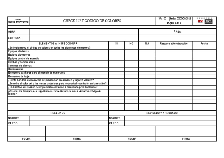 Lista de Chequeo Código de Colores | PDF