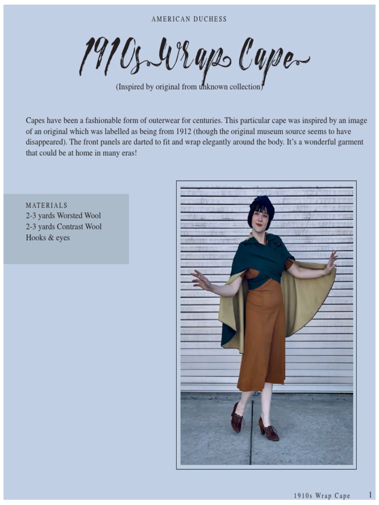 Wrap Cape Pattern | PDF | Seam (Sewing) | Consumer Goods