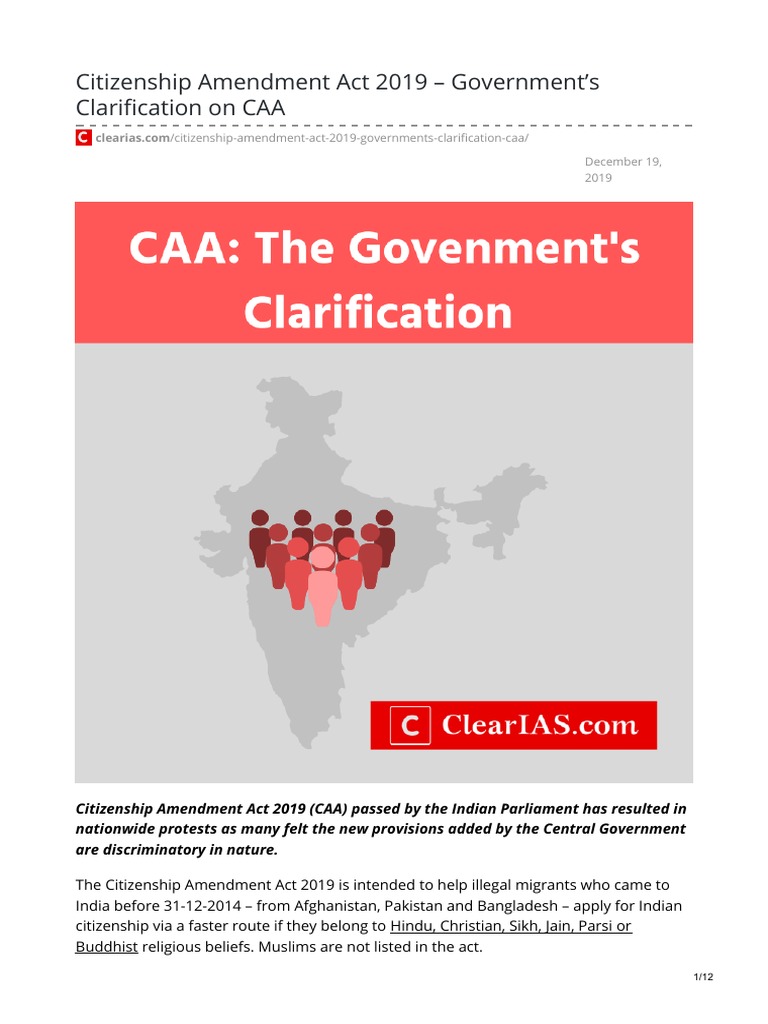 CAA 2019: Government Clarification Explained | PDF | Naturalization ...