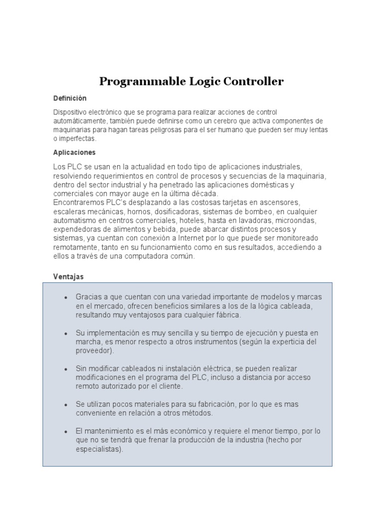 Programmable Logic Controller | PDF | Controlador lógico programable ...