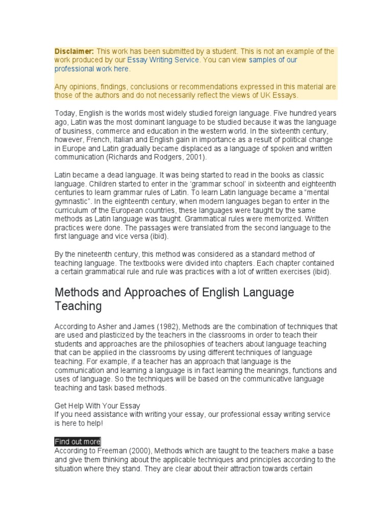 Methods and Approaches of English Language Teaching | PDF | Language Education | Second Language