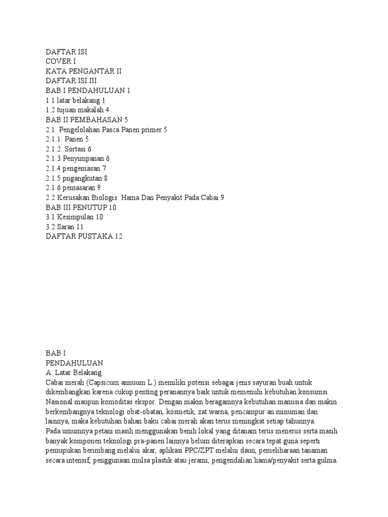 Makalah Teknologi Pascapanen Cabai | PDF | Sains & Matematika | Teknologi & Rekayasa