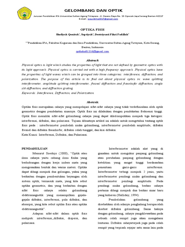 Kel. 6 Review Jurnal Optik Fisis | PDF