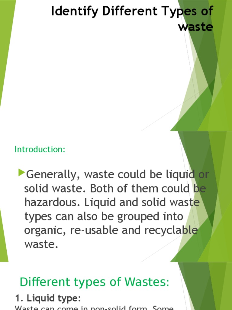 Types of Waste: Liquid, Solid, Hazardous | PDF | Recycling | Hazardous ...