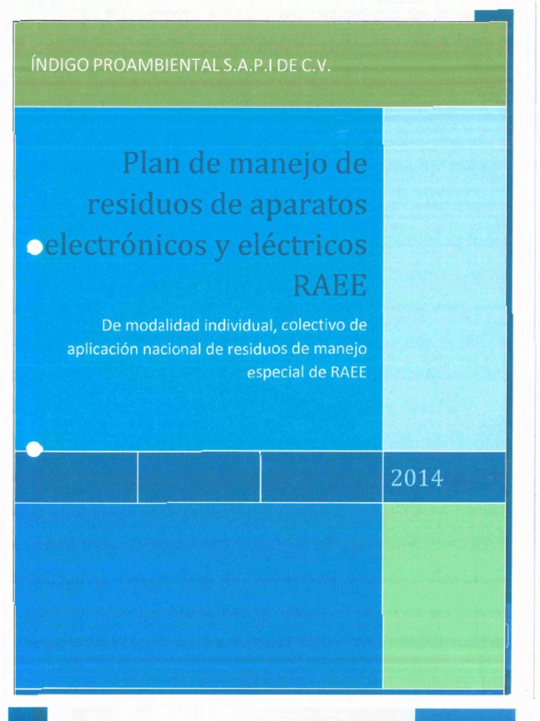 Plan de Manejo de Residuos de Aparatos Electronicos y Electricos RAEE PDF | PDF