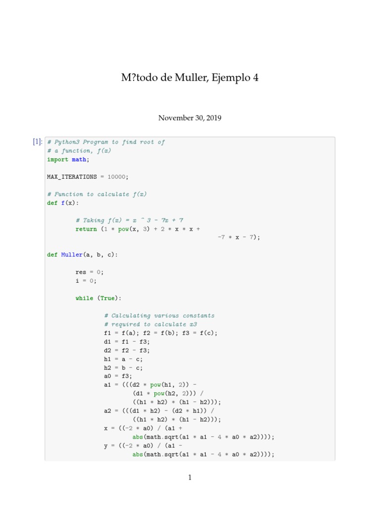 Método de Muller, Ejemplo 4 | PDF | Teaching Mathematics