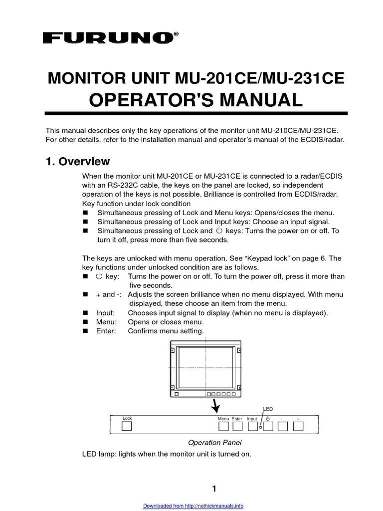 Operator'S Manual: Monitor Unit Mu-201Ce/Mu-231Ce | PDF | Display ...