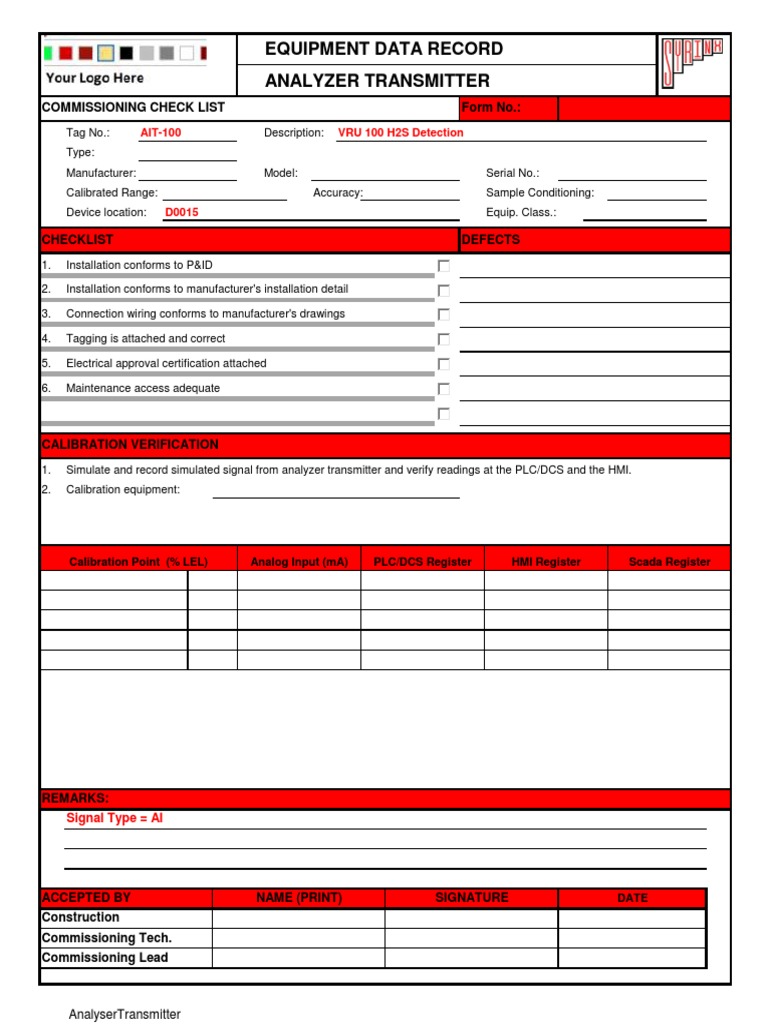 Commissioning Checklist for Analyzers | PDF | Programmable Logic ...