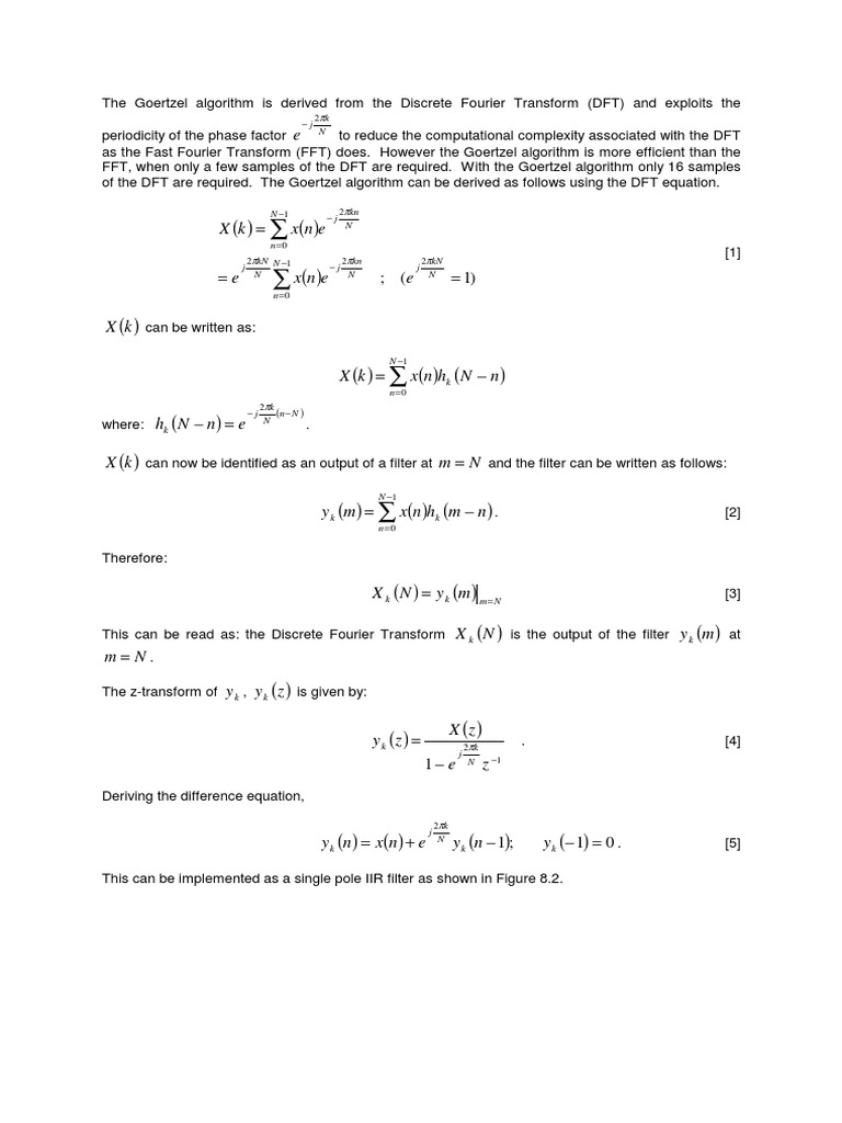 Goertzel Theory | PDF | Discrete Fourier Transform | Fast Fourier Transform