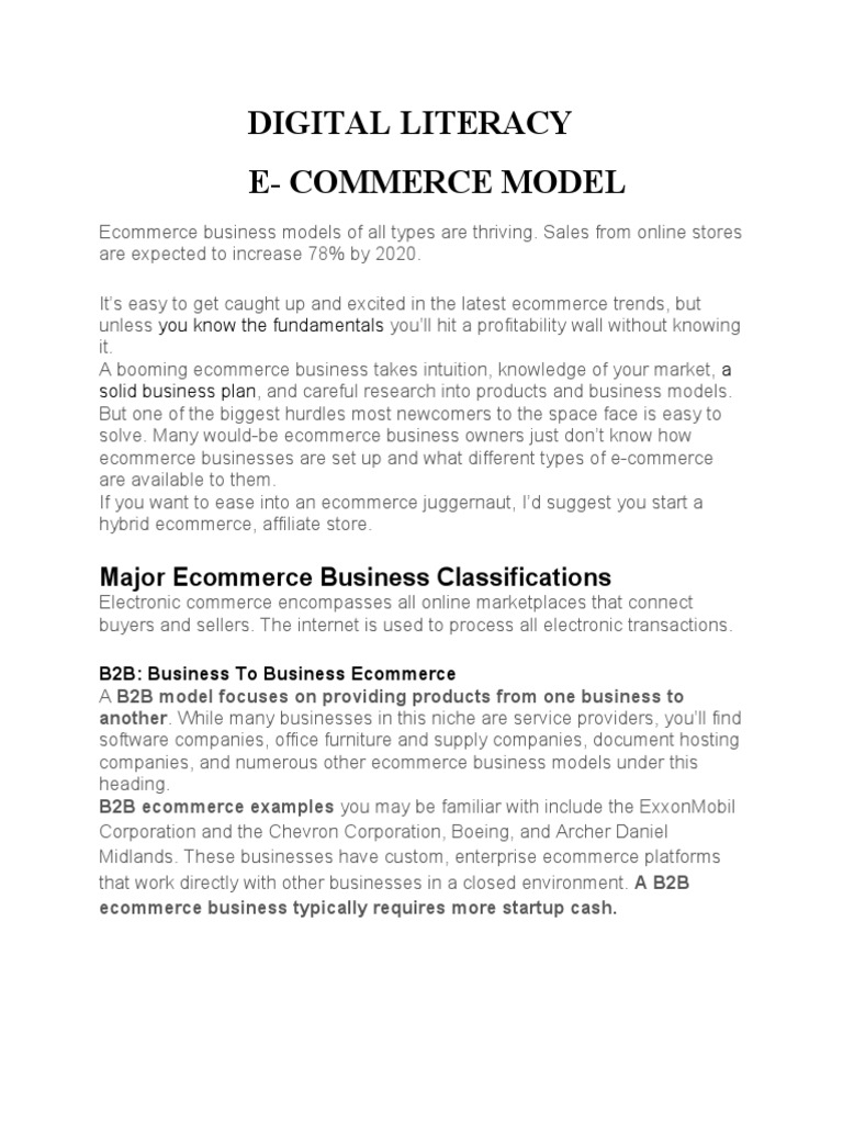 An Overview of Major Ecommerce Business Models: B2B, B2C, C2C, and the ...