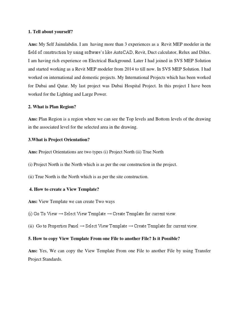 Revit MEP interview questions | PDF | Autodesk Revit | Parameter ...