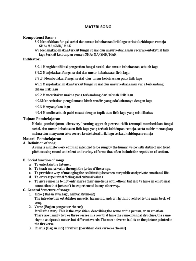 Materi Song Wajib | PDF | Refrain | Song Structure