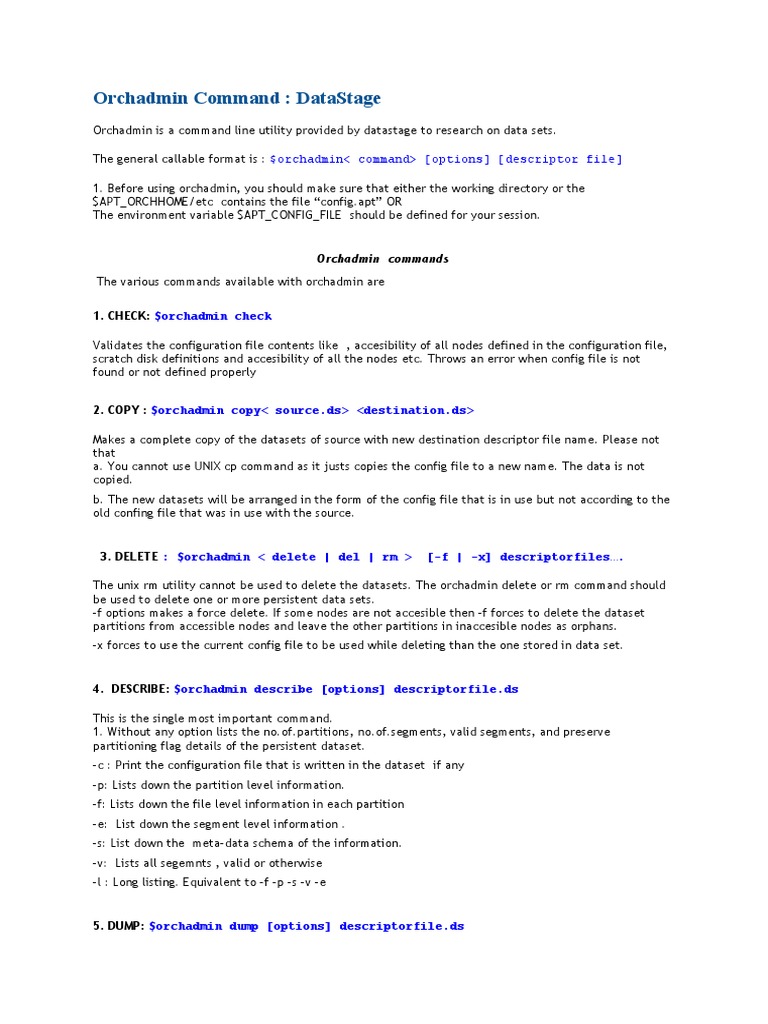 Orchadmin Command: Datastage | PDF | Regular Expression | Directory (Computing)