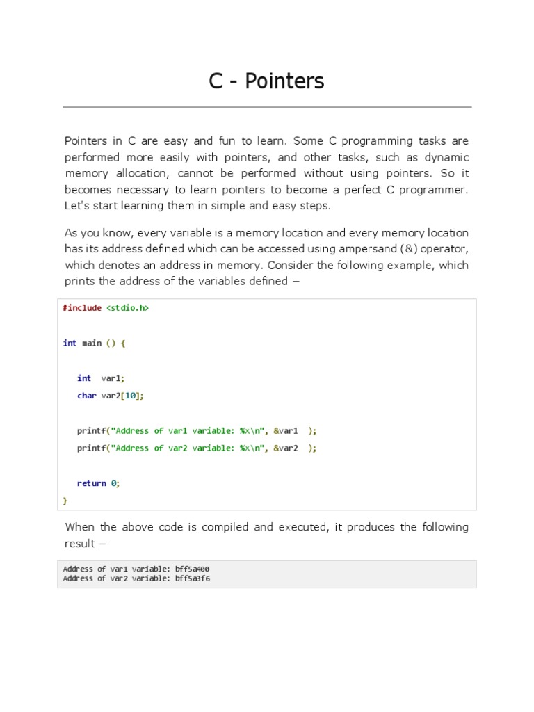 Pointers Structures Pdf Pdf Pointer Computer Programming Integer Computer Science