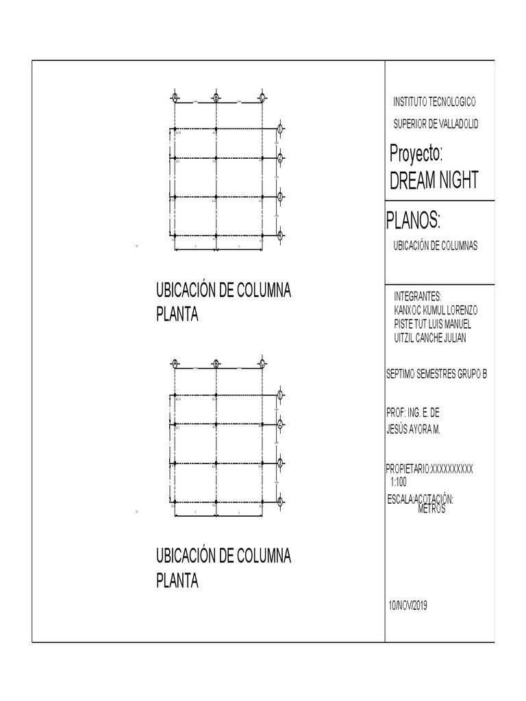 Proyecto: Dream Night Planos:: Ubicación de Columna Planta | PDF