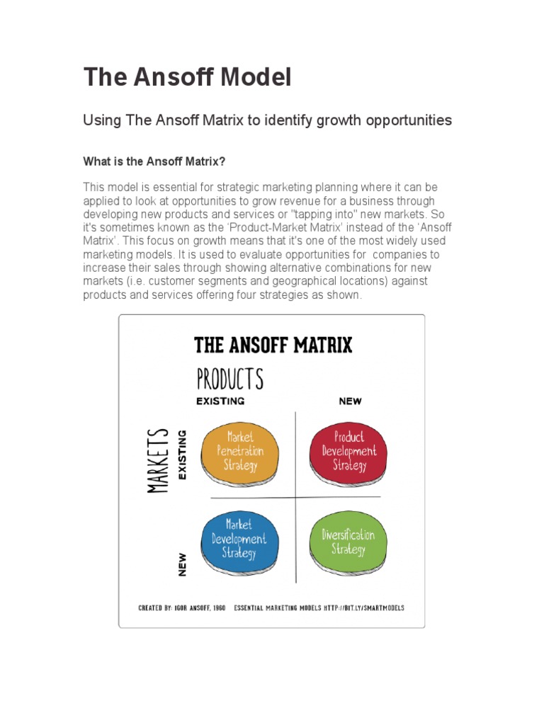 The Ansoff Model PDF | PDF | Business Economics | Leadership