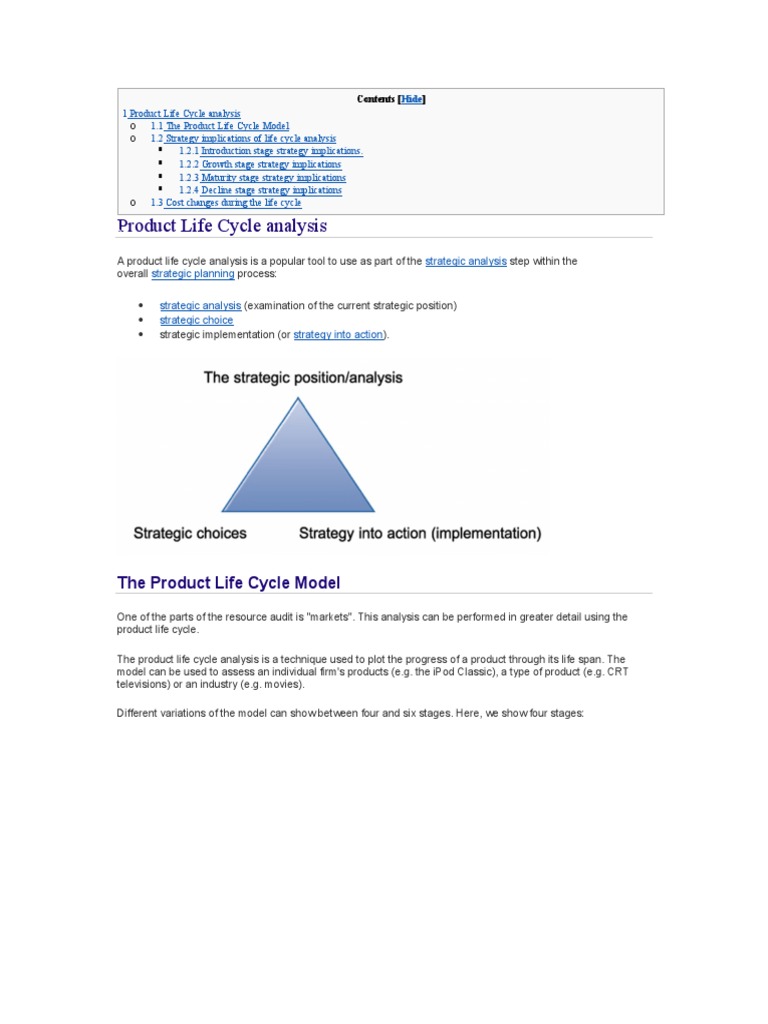 Product Life Cycle | Download Free PDF | Product Lifecycle | Strategic ...