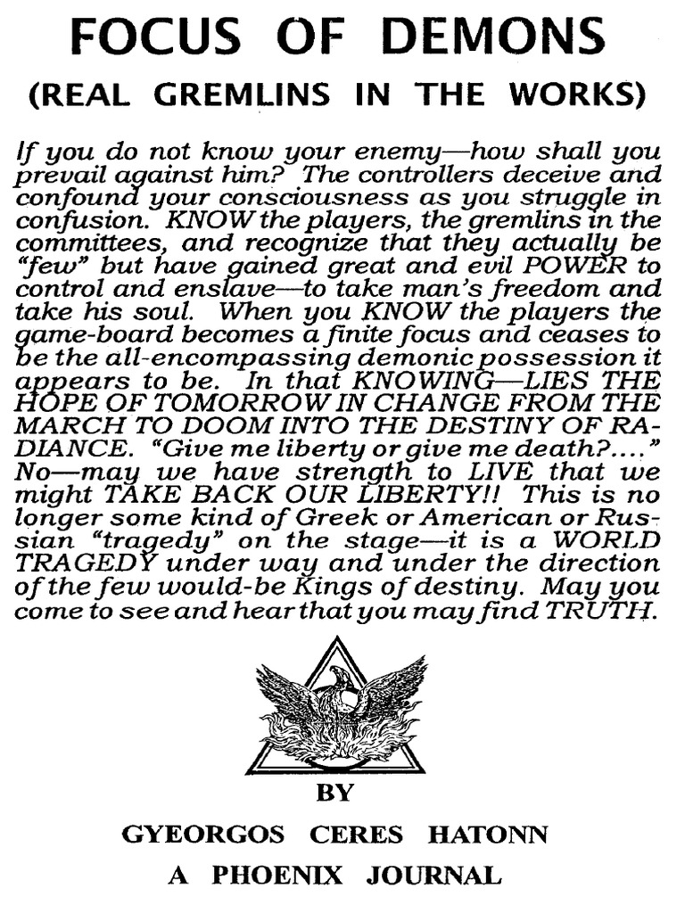 Focus of Demons Real Gremlins in The Works by Gyeorgos Ceres Hatonn PDF ...
