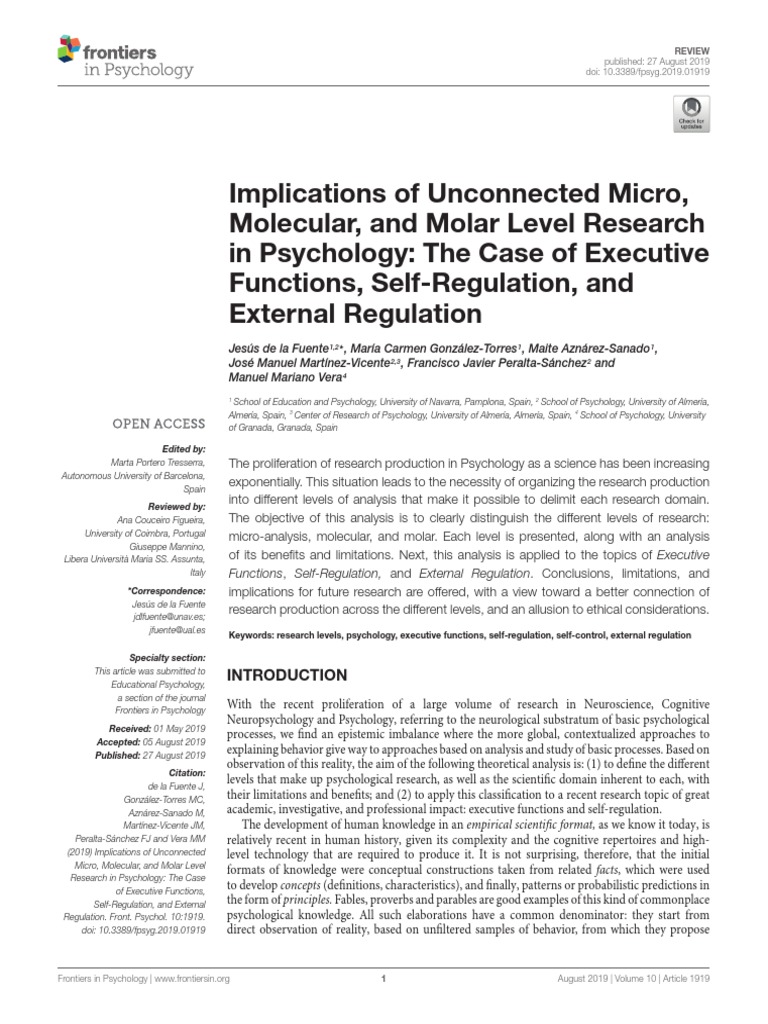 Micro, Molecular and Molar Research in Psychology | PDF | Executive ...