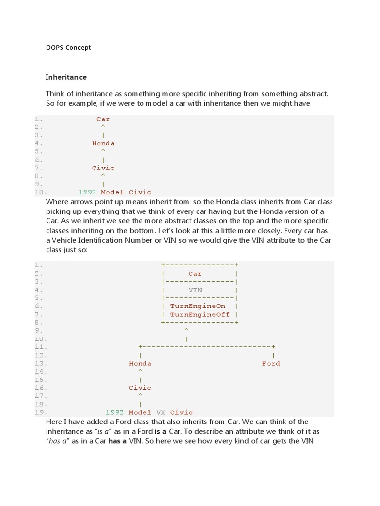 Inheritance Oops Concept Pdf Object Oriented Programming Class