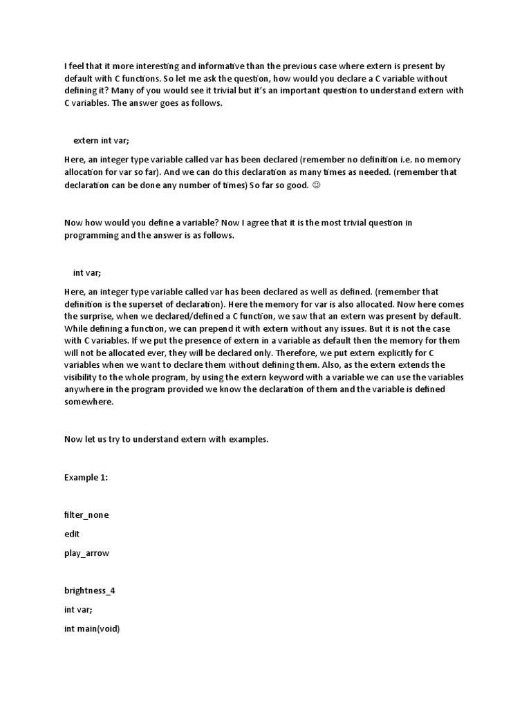 Extern Keyword in C | PDF | Software Development | Teaching Mathematics