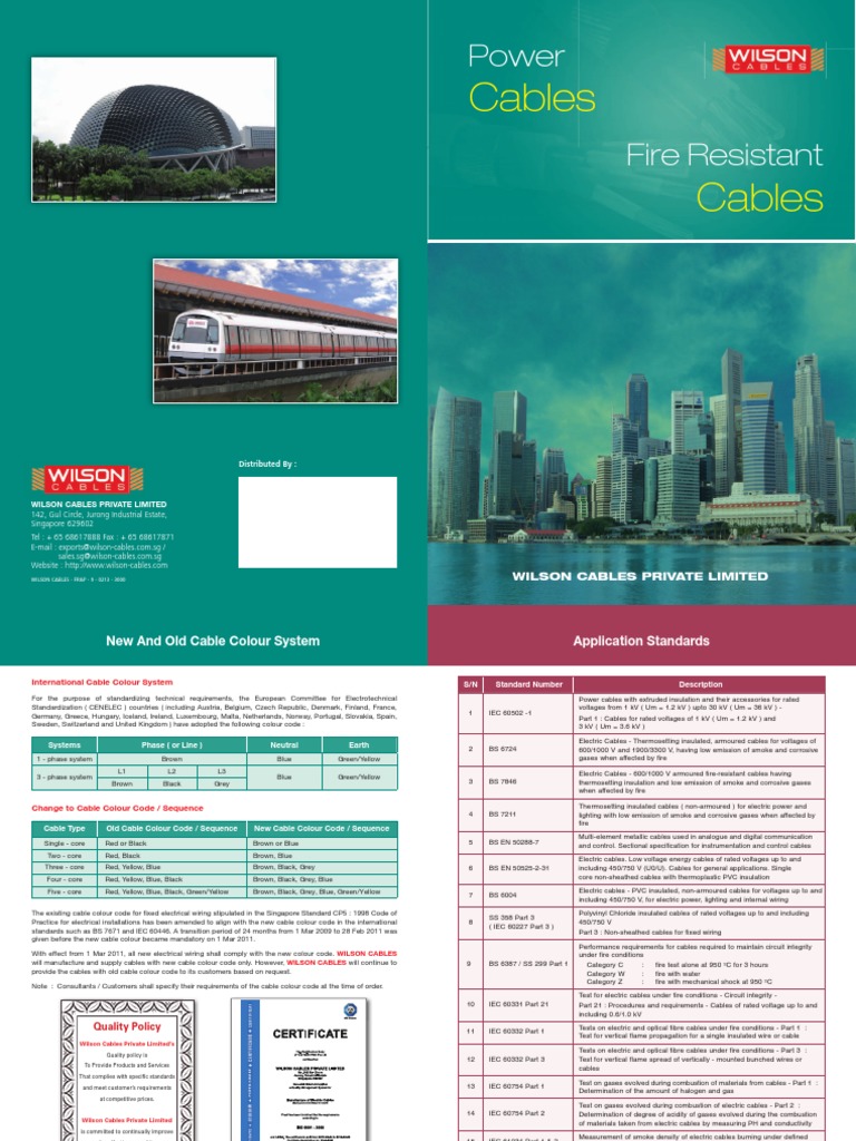 Wilson Cables Product Catalogue PDF | PDF | Electrical Wiring | Smoke