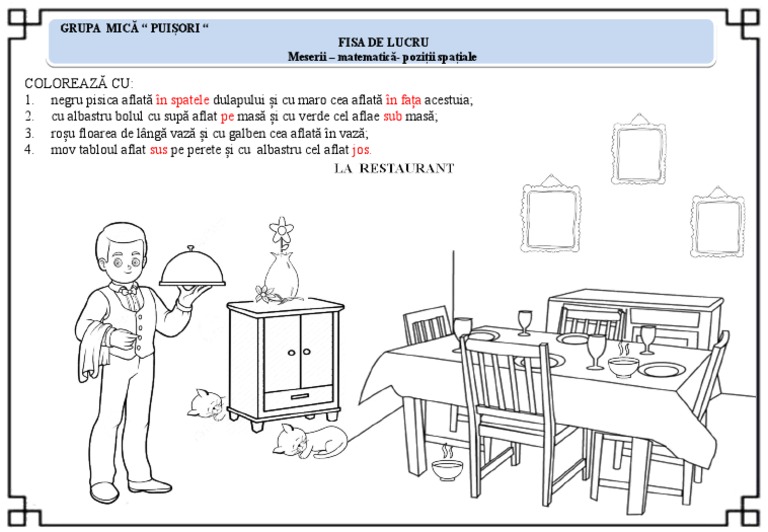 Fisa de Lucru - Meserii - Pozitii Spatiale | PDF