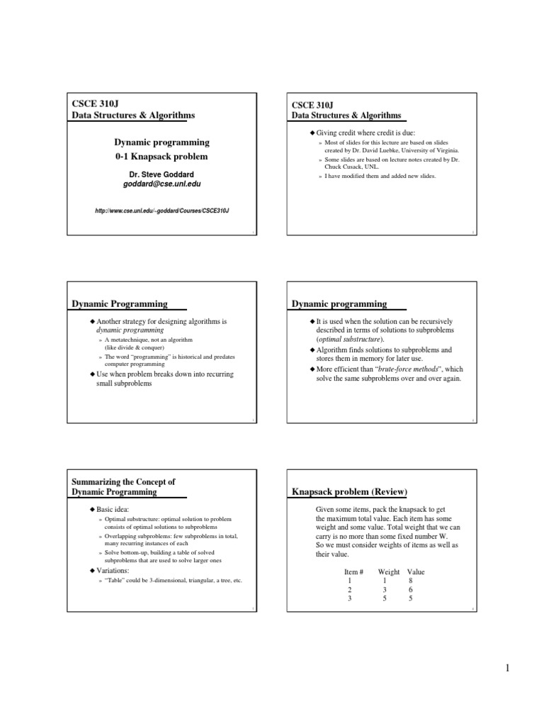 Lecture8 Dynamicprogramming Pdf Dynamic Programming Algorithms And Data Structures 