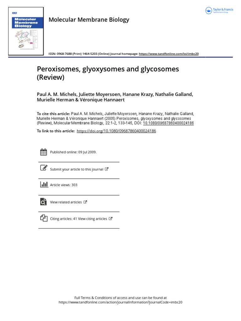 Peroxisomes Glyoxysomes and Glycosomes Review | PDF | Protein Targeting ...