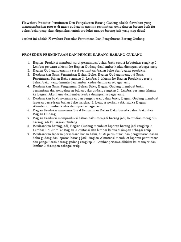 Prosedur Permintaan Dan Pengeluarang Barang Gudang | PDF