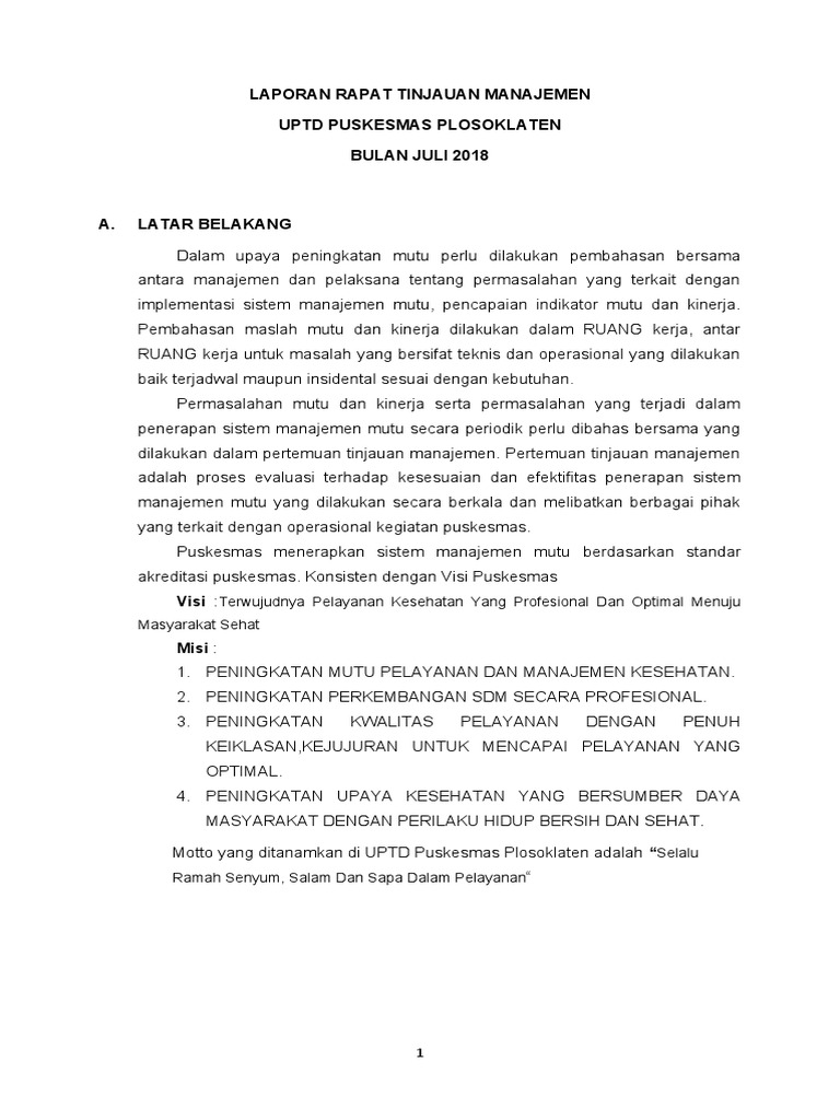 Laporan Rapat Tinjauan Manajemen | PDF