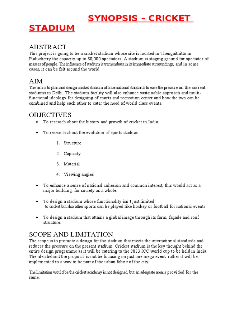 Dhanush Cricket Synopsis | PDF