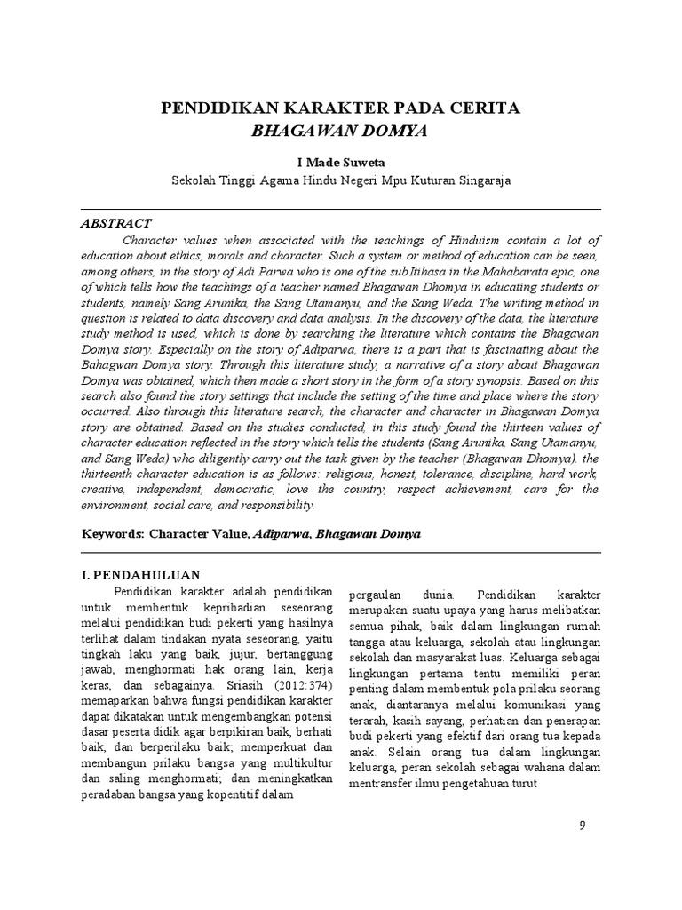 Pendidikan Karakter Pada Cerita: Bhagawan Domya | PDF | Indian Religions