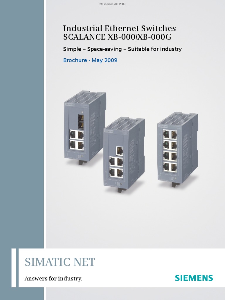 Simatic Net: Industrial Ethernet Switches SCALANCE XB-000/XB-000G ...