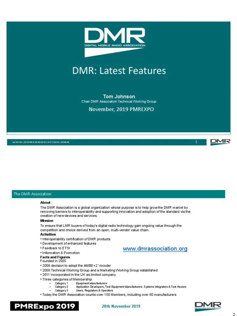DMR Tier III PMR Expo 2019 | PDF | Telecommunications | Communication