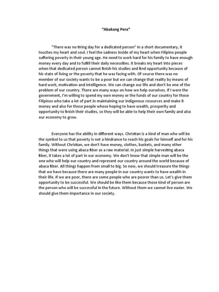 Abakang Pera Reaction Paper | PDF