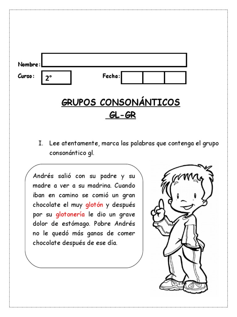 Actividades con grupos consonánticos gl y gr | PDF | Ocio