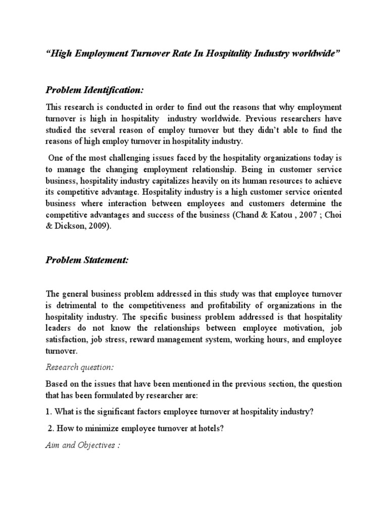 High Employment Turnover Rate in Hospitality Industry Worldwide | PDF ...