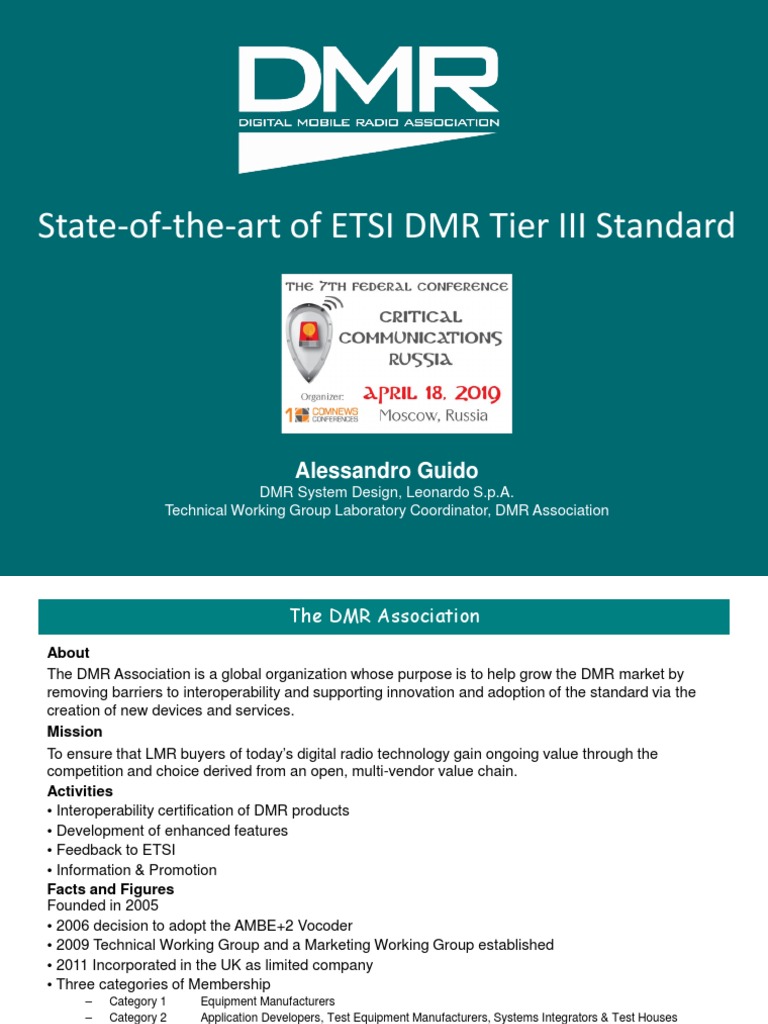 State of The Art of ETSI DMR Tier III Standard Critical Comms Russia ...