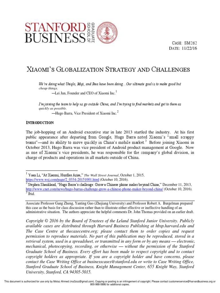 Xiaomi's Globalization Strategy and Challenges | PDF | Xiaomi | Smartphone