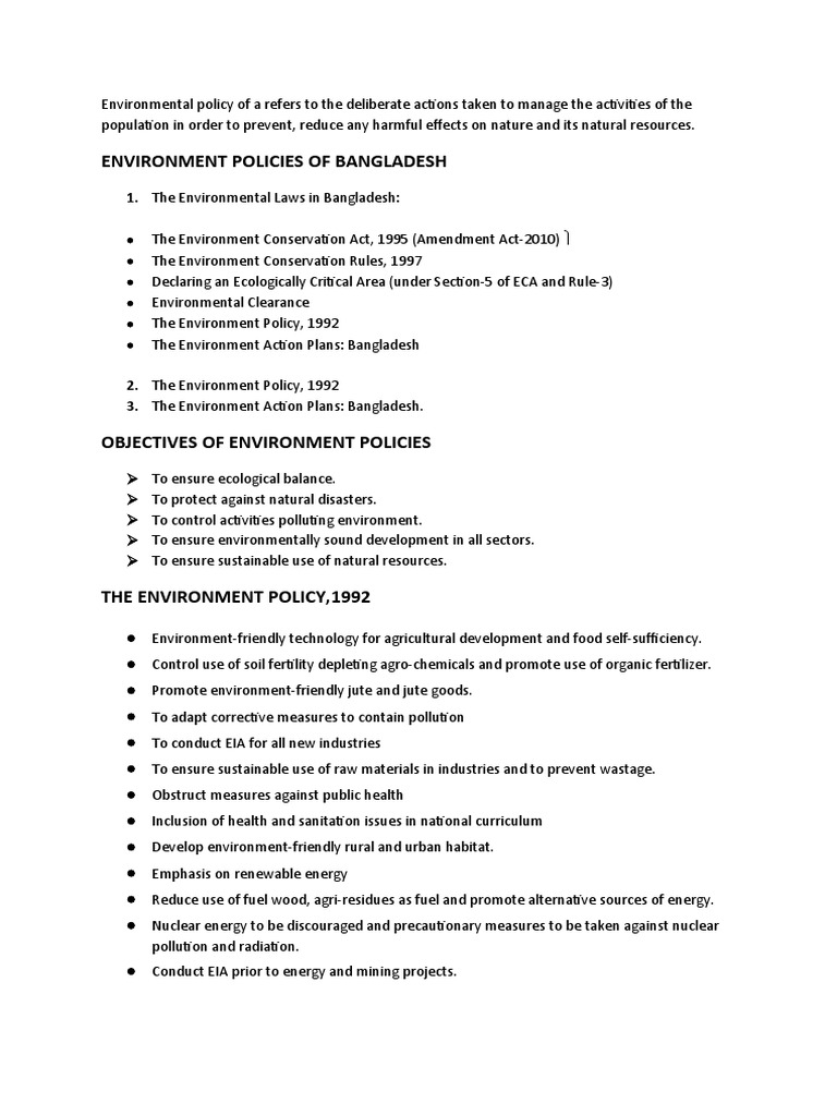 Environmental Policy | PDF | Environmental Policy | Environmental ...
